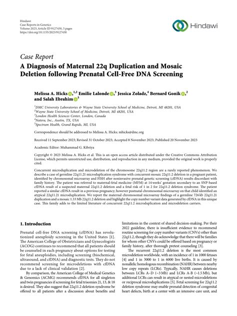 pdf a diagnosis of maternal 22q duplication and mosaic deletion