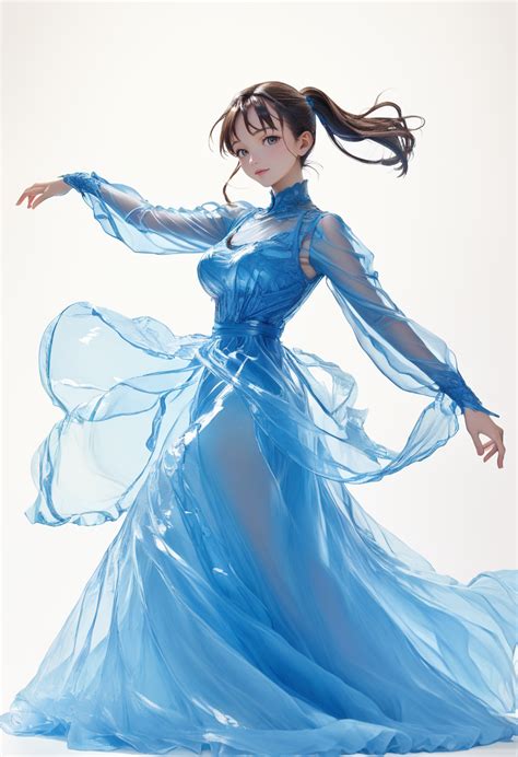 Blue Hagoromo Dress 青い羽衣風ドレス｜ai Art Model Pixai