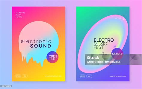 댄스 파티 세트용 인디 이펙트 재미있는 트랜스 이벤트 잡지 템플릿의 배경 전기 및 카니발 레이아웃 핑크와 블루 댄스 파티 Dj에 대한 스톡 벡터 아트 및 기타 이미지