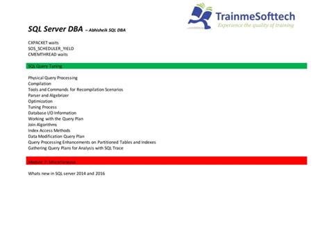 Trainmesfottech Sql Server Dba Training Course Content Ppt