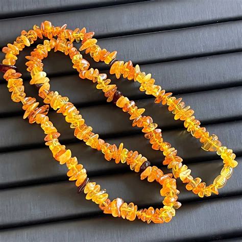 Natural Baltic Amber Necklace Genuine Amber Stone Beaded Necklace For