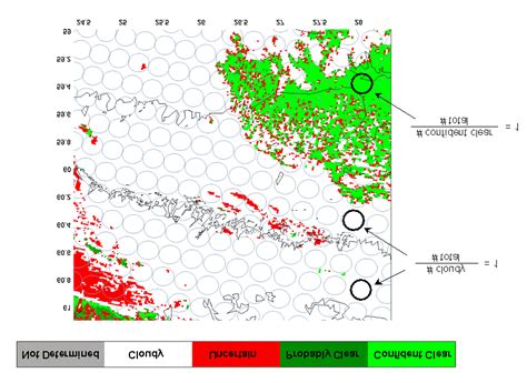 Collocation Of Airs Circles And Modis Cloud Mask Results Download