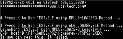 github vtstech vtsps2 exec simple homebrew demonstrating various