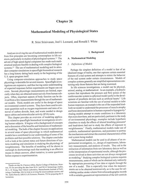 Pdf Mathematical Modeling Of Physiological States