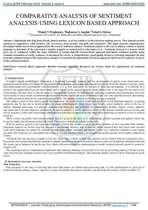 Pdf Comparative Analysis Of Sentiment Analysis Using Lexicon Based Approach