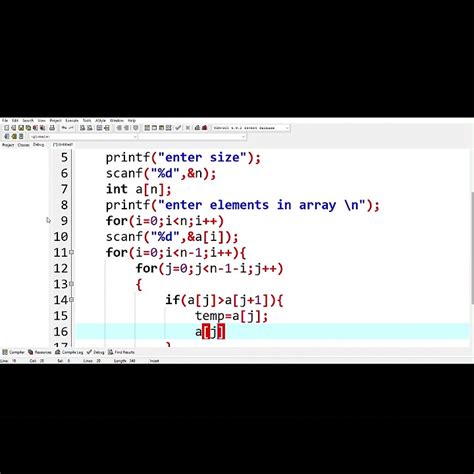 Program To Implement Bubble Sort In C Programming Language Youtube