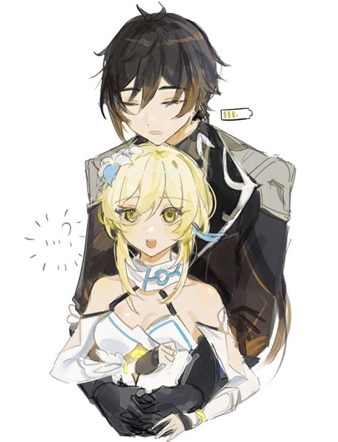 Lumine And Zhongli Genshin Impact Drawn By Geunjaepia Danbooru
