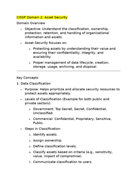 Cissp Domain 2 Asset Security Pdf Information Security Security