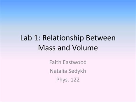 Mass Vs Volume Copper Cylinder Lab Report