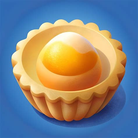 A Delightful 3d Illustration Of A Golden Egg Tart Perfect For Bakery