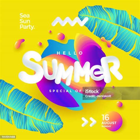 3d 타이포그래피가 있는 헬로 여름 컬러풀한 포스터 디자인 계절에 대한 스톡 벡터 아트 및 기타 이미지 계절 관광 그라데이션 Istock