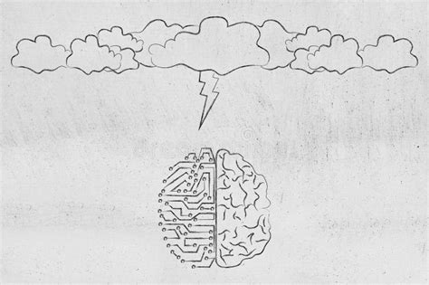 Brainstorming And Artificial Intelligence Capabilities Concept Microchip And Human Brain With