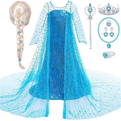 G C Girls Elsa Frozen Dress Costume Princess Dress Up Clothes With Long