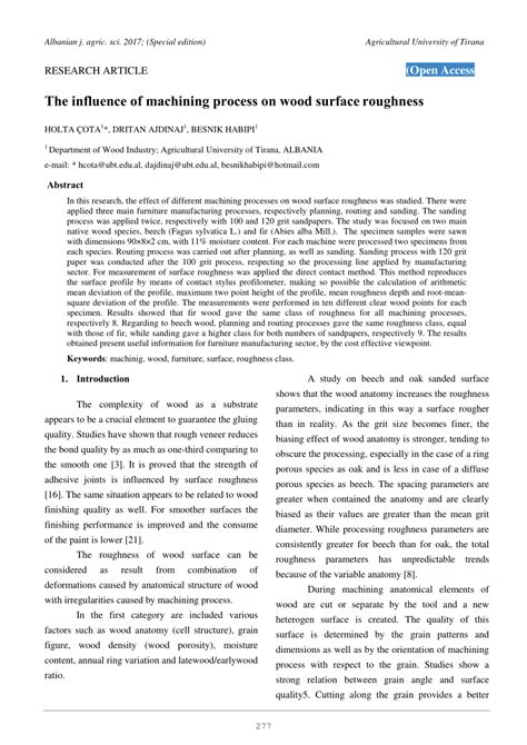 pdf the influence of machining process on wood surface roughness