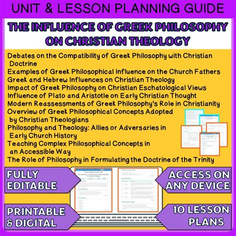 Greek Philosophy On Christian Theology Editable Unit Lesson Plan Template