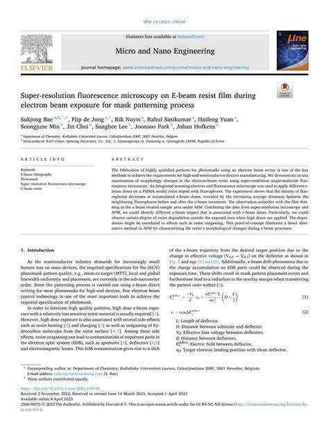 Pdf Super Resolution Fluorescence Microscopy On E Beam Resist Film During Electron Beam