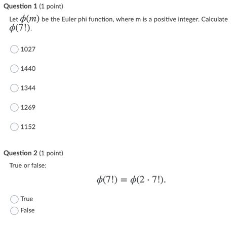 solved question 1 1 point let m be the euler phi