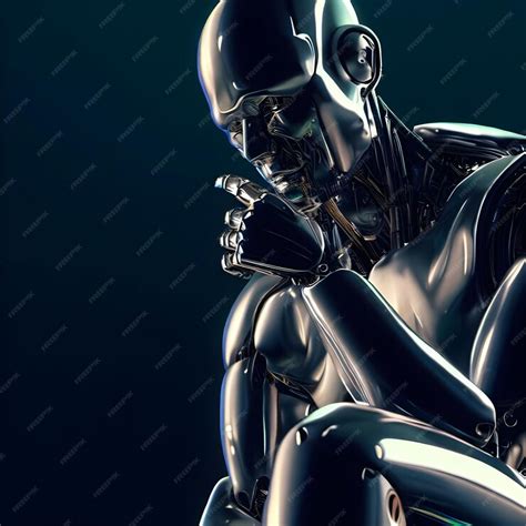 Premium Ai Image 3d Illustration Of A Metallic Robot With A Dark