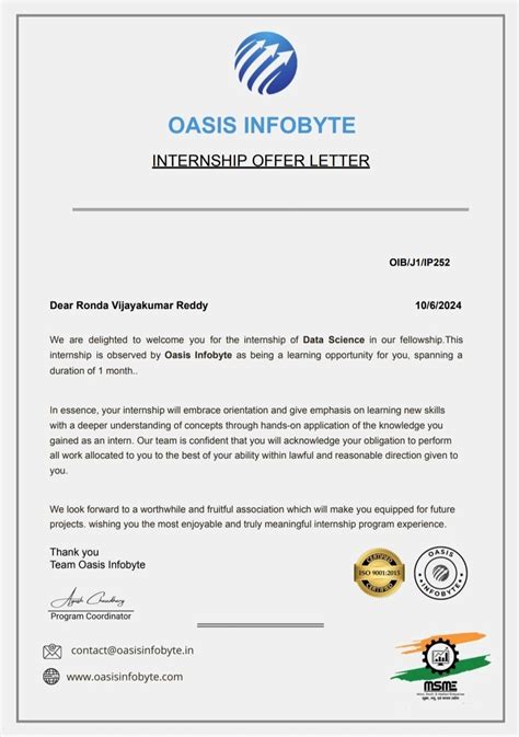 Ronda Vijayakumar Reddy On Linkedin Oasisinfobyte Datascience