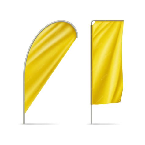 Premium Vector Yellow Teardrop And Rectangular Flags Mockups