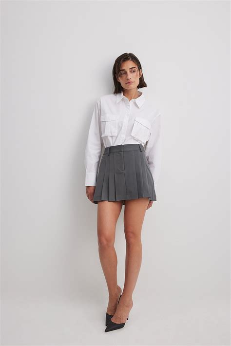 Pleated Mini Skirt Grey Na Kd
