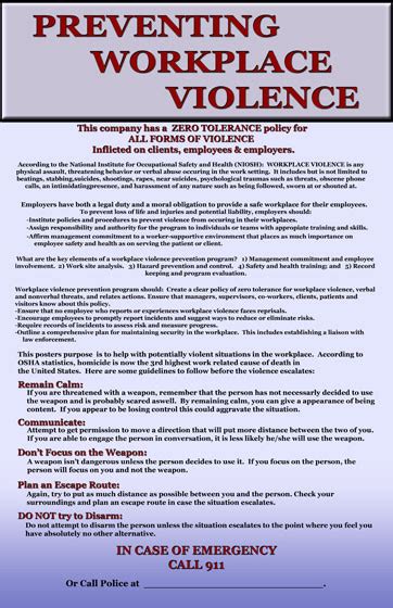 Preventing Workplace Violence Poster