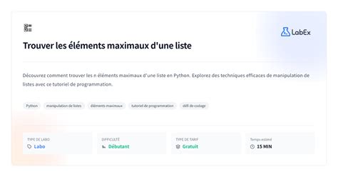 Manipulation De Listes En Python N éléments Maximaux Labex