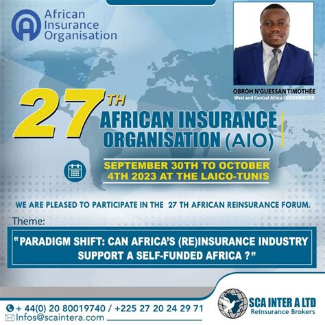 Sca Inter A Ltd Is Attending The 27th African Insurance Organisation