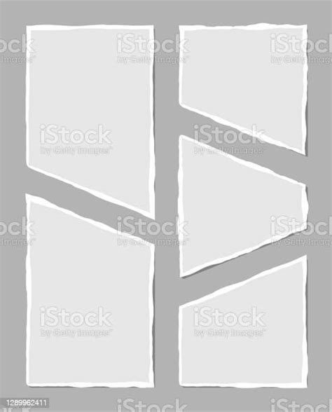 찢어진 흰색 노트 세트 회색 배경에 고립 된 다양한 모양의 찢어진 종이 조각 벡터 그림입니다 0명에 대한 스톡 벡터 아트 및