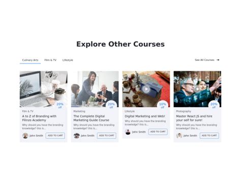 Portfolio Showcase With Heading Menu Links And Image Cards With