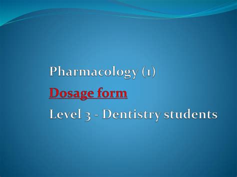 SOLUTION: Dosage form pdf - Studypool