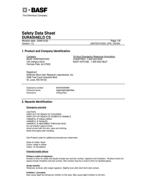 Safety Data Sheet Durashield Cs Pdf Oxide Nitrogen