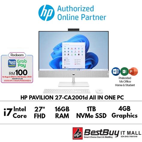 Hp Pavilion Touch All In One Desktop Pc Snowflake White I T Gb Tb Ssd