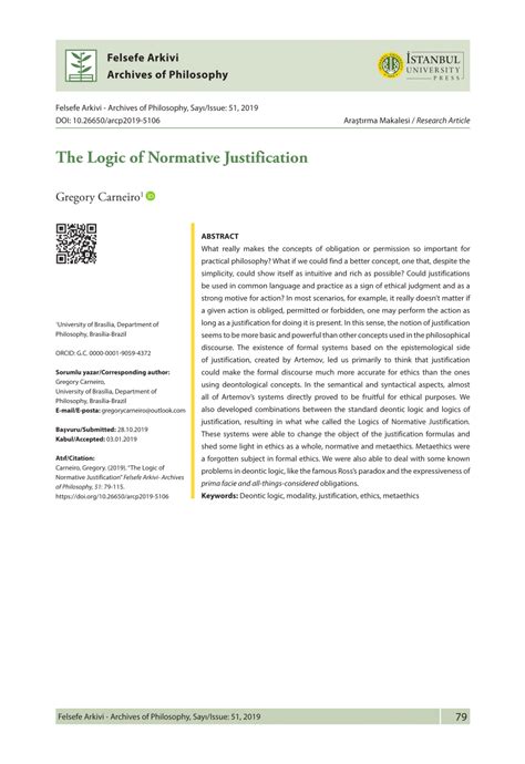 Pdf The Logic Of Normative Justification