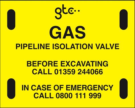 Gas Pipeline Isolation Valve Marker Plates