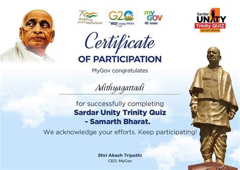 Adithya Gattadi On Linkedin Mygov Certificateofparticipation