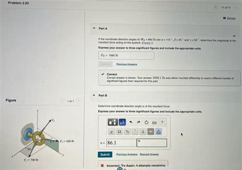 Solved Ii The Coordinate Direction Angles For F3 860 Lb Ace
