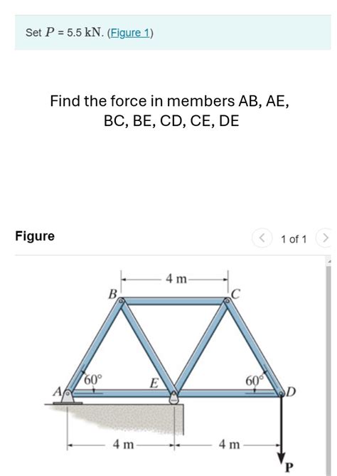 Solved Set P 5 5kn Figure 1 Find The Force In Members