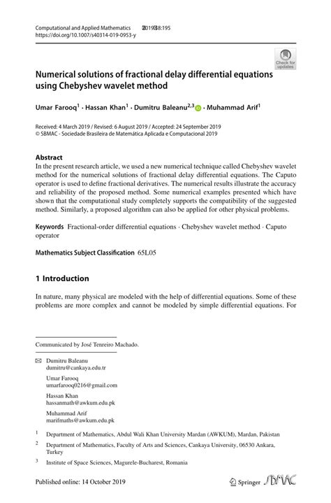 pdf numerical solutions of fractional delay differential equations