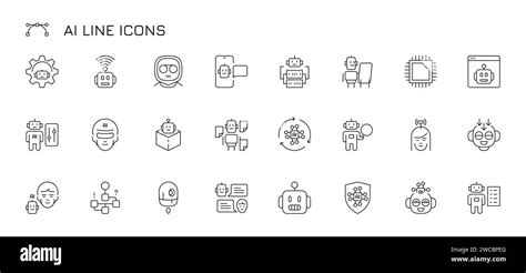 Ai Line Icon Artificial Intelligence Bot Voice And Text Chatbot Computer Vision And Speech