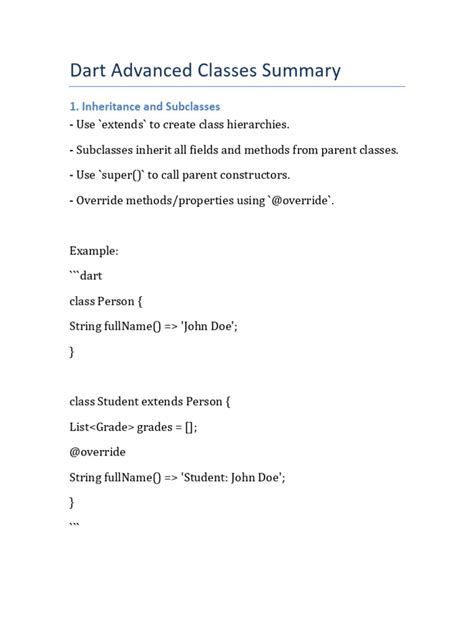 Dart Advanced Classes Pdf Class Computer Programming