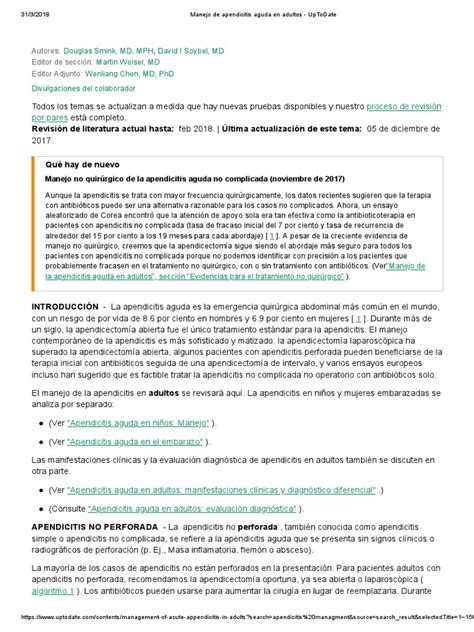 Manejo De Apendicitis Aguda En Adultos Uptodate Pdf Pdf Obesidad Medicina Clinica