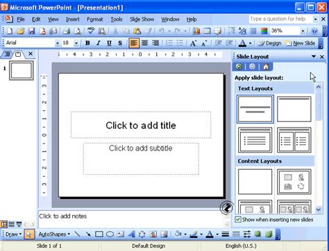 PowerPoint Izbor SLIDE LAYOUT TASK PANE TASK PANE