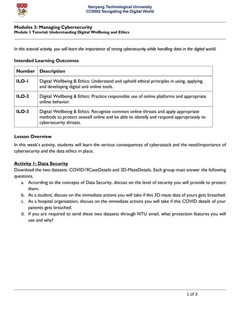 module 3 tutorial nanyang technological university cc0002 navigating