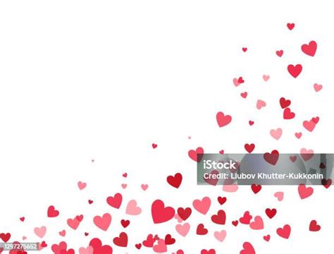 인사말 카드 결혼 초대장 선물 패키지발렌타인데이 배너 심장 비행 프레임 축하 배경 흰색 배경에 떨어지는 밝은 분홍색 마음 색종이 벡터 일러스트레이션 하트 모양에 대한 스톡