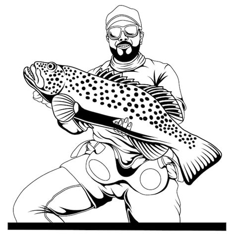 Premium Vector Vector Outline Fishing Man Illustration Design