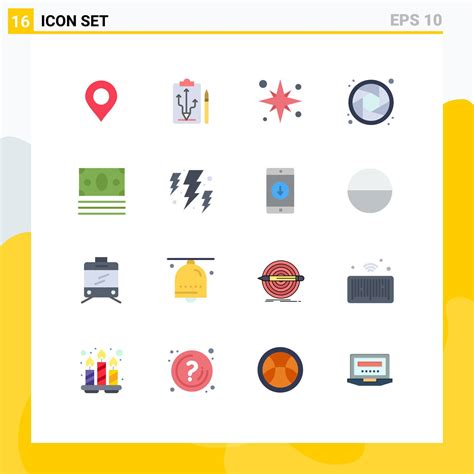 User Interface Pack Of 16 Basic Flat Colors Of Ecommerce Lens Think Camera Beach Editable Pack