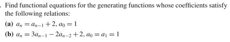 Solved Find Functional Equations For The Generating