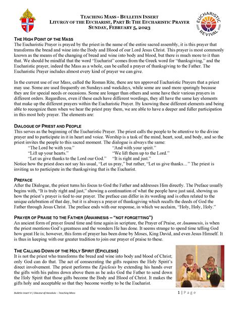 Teaching Mass Bulletin Inserts Cathedral Basilica Of Our Lady Of Peace