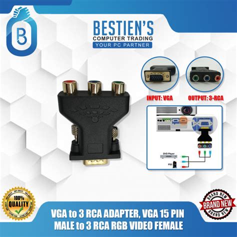 VGA to 3 RCA ADAPTER , VGA 15 PIN MALE to 3 RCA RGB VIDEO FEMALE ...